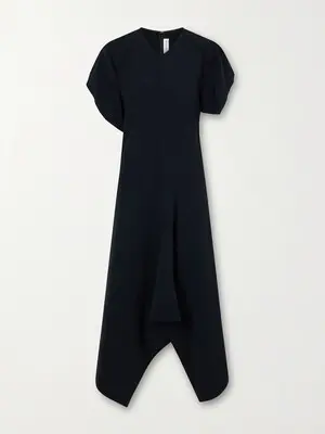Victoria Beckham Draped Jersey Midi Dress - Black
