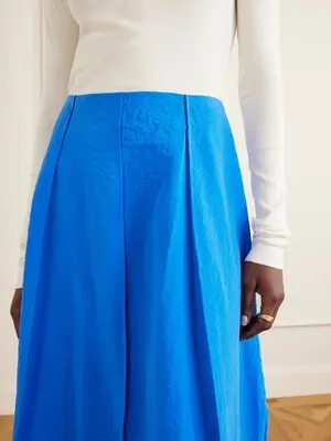 Theory Pleated Silk-blend Crepe Midi Skirt