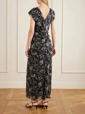 Tove Luana Floral-print Ruched Silk Maxi Dress