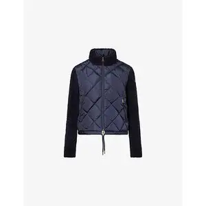 Moncler Hybrid Logo-badge Nylon And Cotton-knit Cardigan - Navy