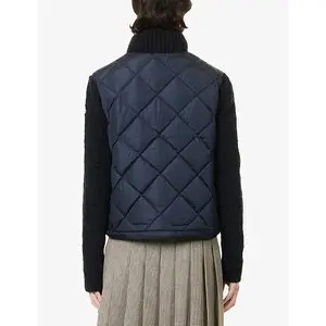 Moncler Hybrid Logo-badge Nylon And Cotton-knit Cardigan - Navy