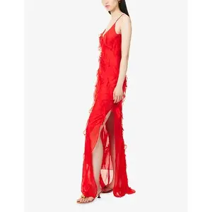 RAT AND BOA Cecelia Frill Silk-blend Maxi Dress