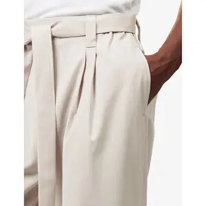 THE COUTURE CLUB Belted Barrel-leg Woven Trousers