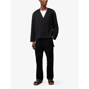 THE COUTURE CLUB V-neck Boxy-cut Woven Shirt