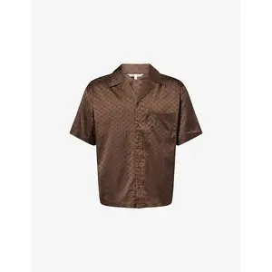 THE COUTURE CLUB Monogram-print Jacquard Satin Shirt - Brown