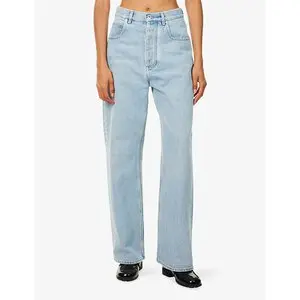 Bottega Veneta Intrecciato Patch Wide-leg Cotton Denim Jeans