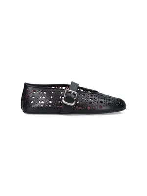 Alaïa Perforated Ballerina Flats With Strap Closure