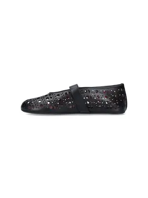 Alaïa Perforated Ballerina Flats With Strap Closure