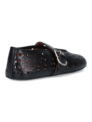 Alaïa Perforated Ballerina Flats With Strap Closure