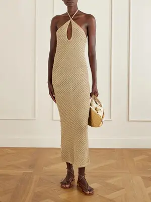 Staud Isola Embellished Crocheted Cotton Maxi Dress - Leaf Green