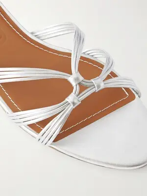 Staud Carrie Knotted Metallic Leather Sandals - Silver