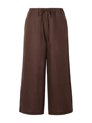 Staud Mateo Linen Wide-leg Pants - Brown