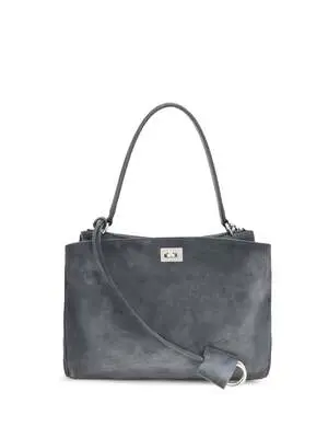 Balenciaga Small Rodeo Handbag In Suede Calfskin And Smooth Calfskin - Gray