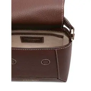 Strathberry Calf Leather Tote Bag With Bar Detail - Brown