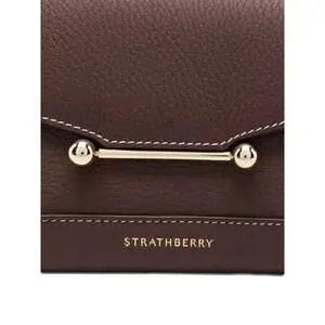 Strathberry Calf Leather Tote Bag With Bar Detail - Brown