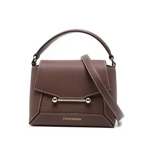 Strathberry Calf Leather Tote Bag With Bar Detail - Brown