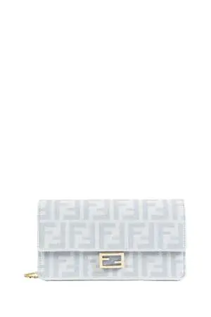 Fendi Ff Denim Baguette On Chain Wallet - Blue