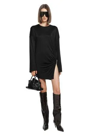 Attico Fluid Viscose Jersey Mini Dress - Black