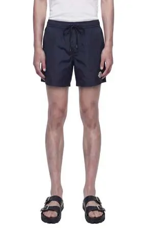 Moncler Logo Patch Swim Shorts - Blue
