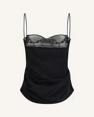 Magda Butrym Silk Draped Top With Lace Embellishment