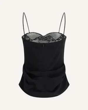 Magda Butrym Silk Draped Top With Lace Embellishment