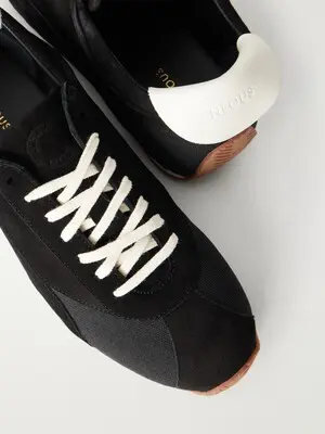 NEOUS Berenices Suede And Canvas Low Top Sneakers - Black
