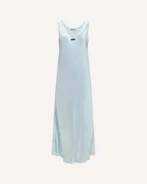 Miu Miu Long Satin V-neck Dress