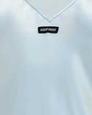 Miu Miu Long Satin V-neck Dress