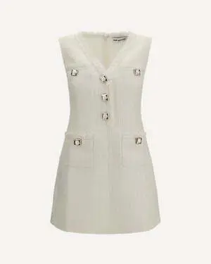 SELF-PORTRAIT Sleeveless Bouclé Mini Dress - Cream