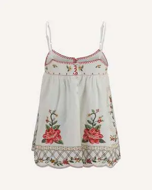 Farm Rio Floral Embroidered Top