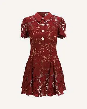 SELF-PORTRAIT Lace Mini Dress With Floral Buttons