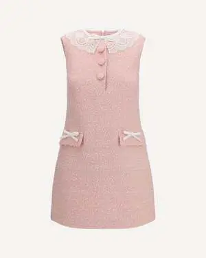 SELF-PORTRAIT Bouclé Mini Dress With Lace Collar