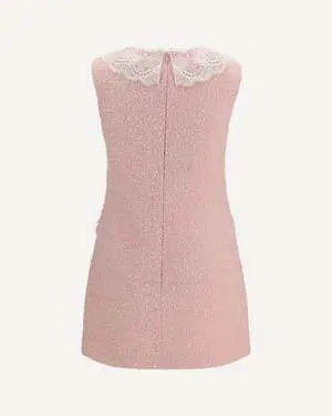 SELF-PORTRAIT Bouclé Mini Dress With Lace Collar