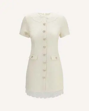 SELF-PORTRAIT Tailored Mini Dress With Bouclé Lace Inserts