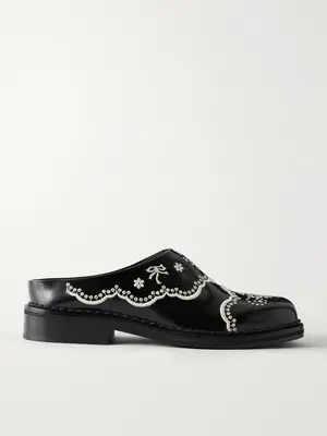 Simone Rocha Leather Slip-ons With Floral Embroidery - Multi