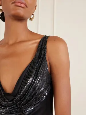 Rabanne Maxi Dress With Metallic Mesh Details