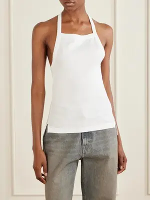 Ossou Clovis Cotton Jersey Halterneck Tank - Neutrals