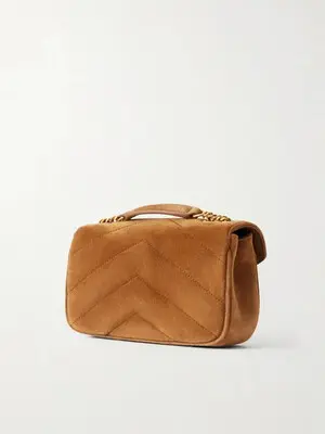Saint Laurent Loulou Quilted Suede Shoulder Bag - Brown