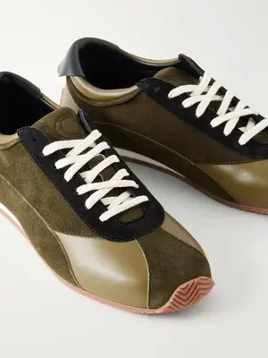 NEOUS Berenices Suede And Leather Paneled Lace-up Sneakers - Green
