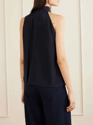 Max Mara Draped Pleated Silk Blouse