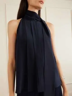 Max Mara Draped Pleated Silk Blouse