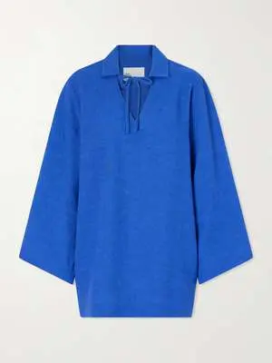 Lisa Marie Fernandez Tie-detailed Woven Tunic - Blue