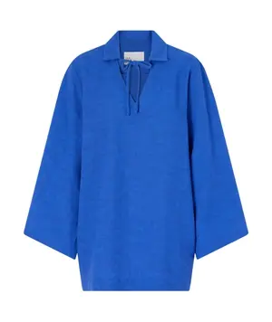 Lisa Marie Fernandez Tie-detailed Woven Tunic - Blue