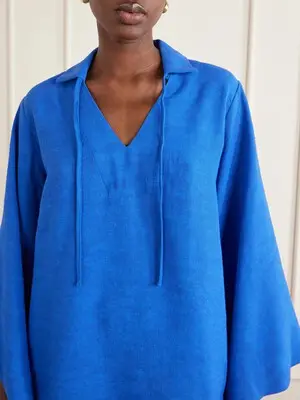Lisa Marie Fernandez Tie-detailed Woven Tunic - Blue