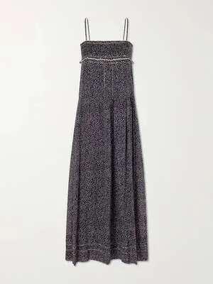 MARANT ETOILE Demy Printed Cotton Midi Dress - Black