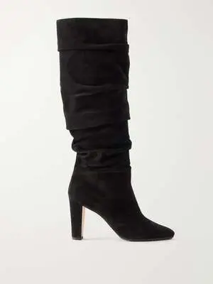Manolo Blahnik Calassohi 90 Suede Knee Boots - Black