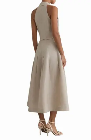 REISS Tara Sleeveless Linen Midi Dress