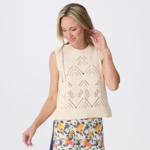 Krimson Klover Camille Sleeveless Pointelle Sweater - Birch