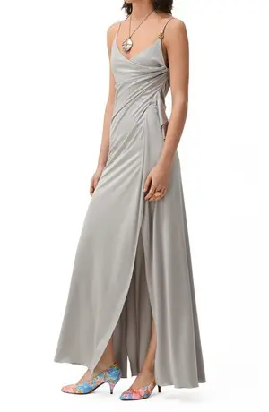 Versace Liquid Jersey Draped Gown - Silver Grey