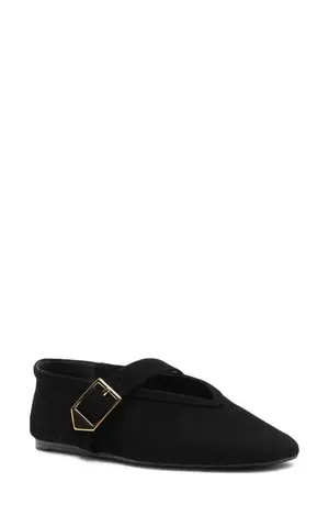 Schutz Vicki Buckle Mary Jane Flat - Black